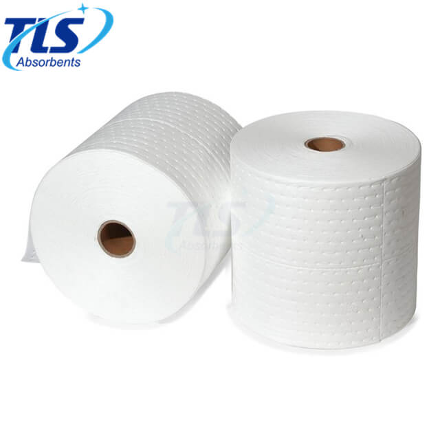50m Recycle Oil Absorbent Rolls For Spill Emergency Dimpled Type White ...