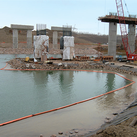 Impermeable floating turbidity silt curtain for spill containment from ...